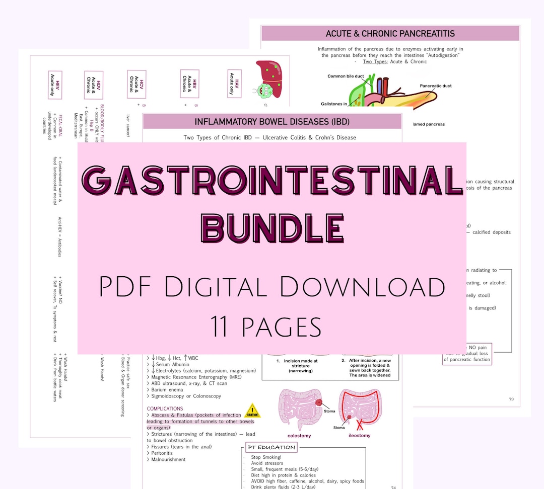 Gastrointestinal Bundle, Med Surg, Medical Surgical, GI Study Guide ...