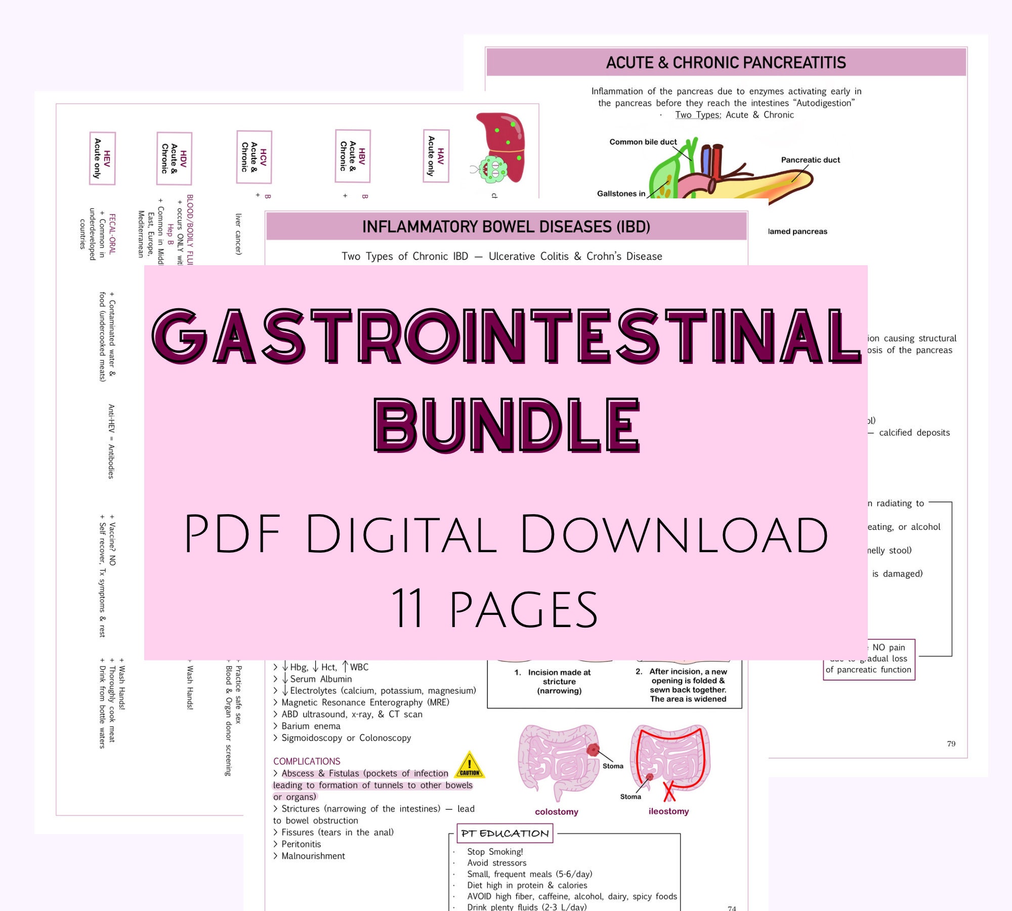 Gastrointestinal Bundle, Med Surg, Medical Surgical, GI Study Guide ...