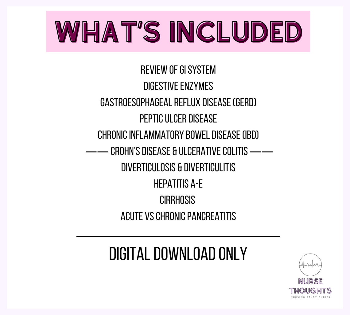 Gastrointestinal Bundle, Med Surg, Medical Surgical, GI Study Guide ...