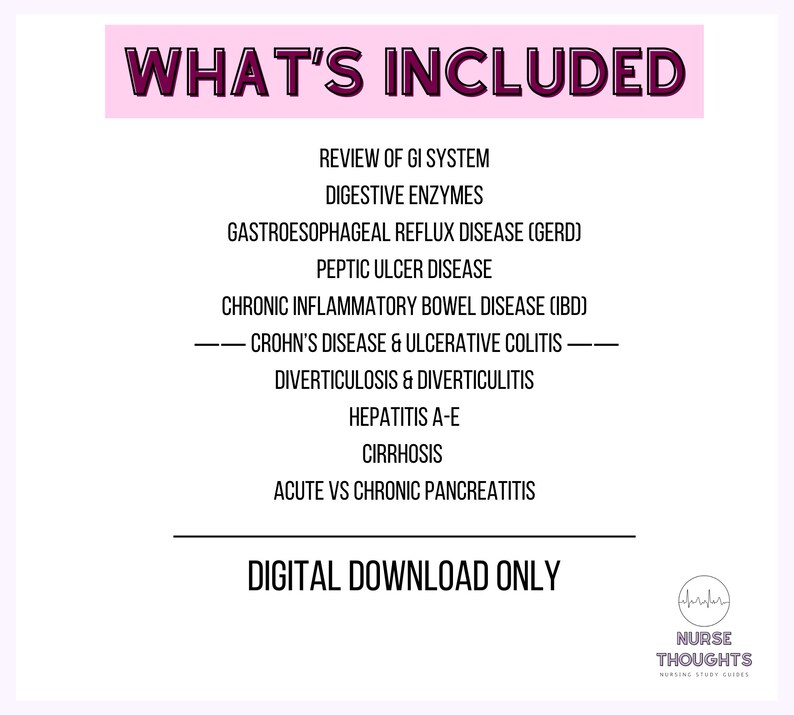 Gastrointestinal Bundle, Med Surg, Medical Surgical, GI Study Guide ...