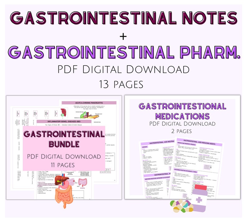 Gastrointestinal System & Diseases, GI Nursing Notes, Pharmacology ...