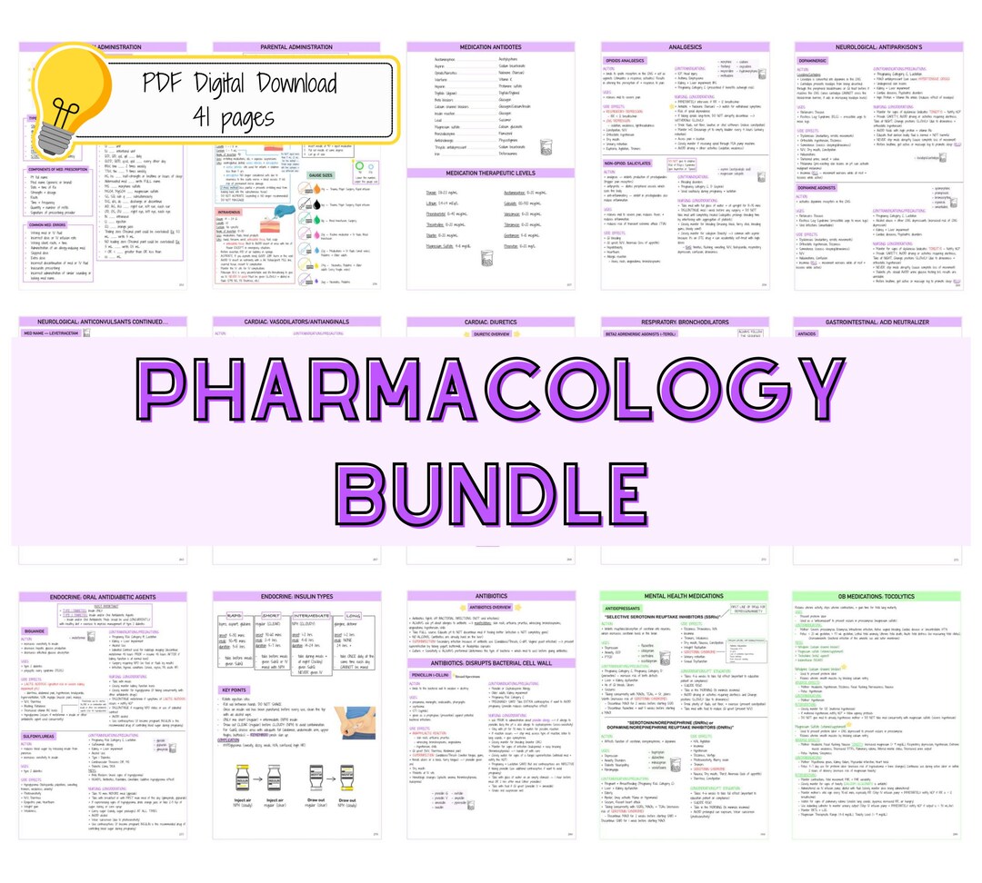 Pharmacology Bundle Nursing Notes Nursing Study Guide - Etsy