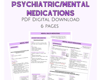 Psychiatric Nursing Pharmacology, Mental Health Nursing Pharmacology ...