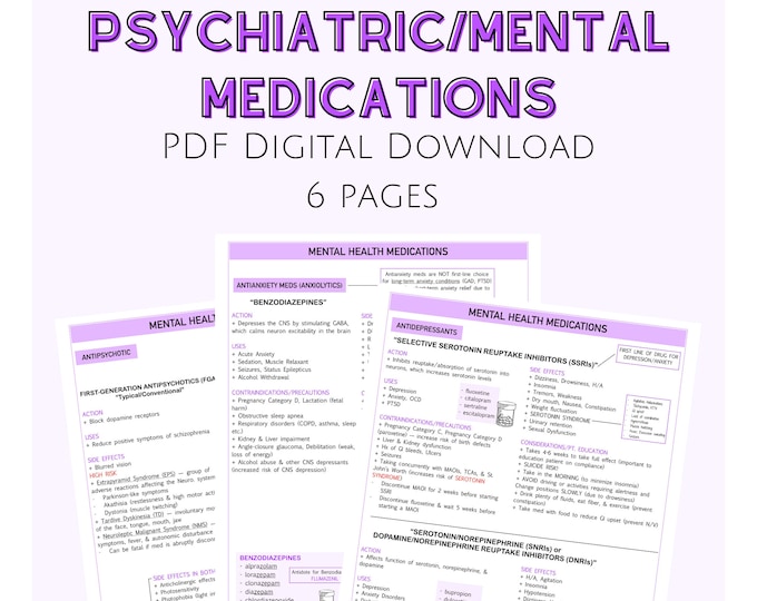Psych Meds Cheat Sheet - Etsy