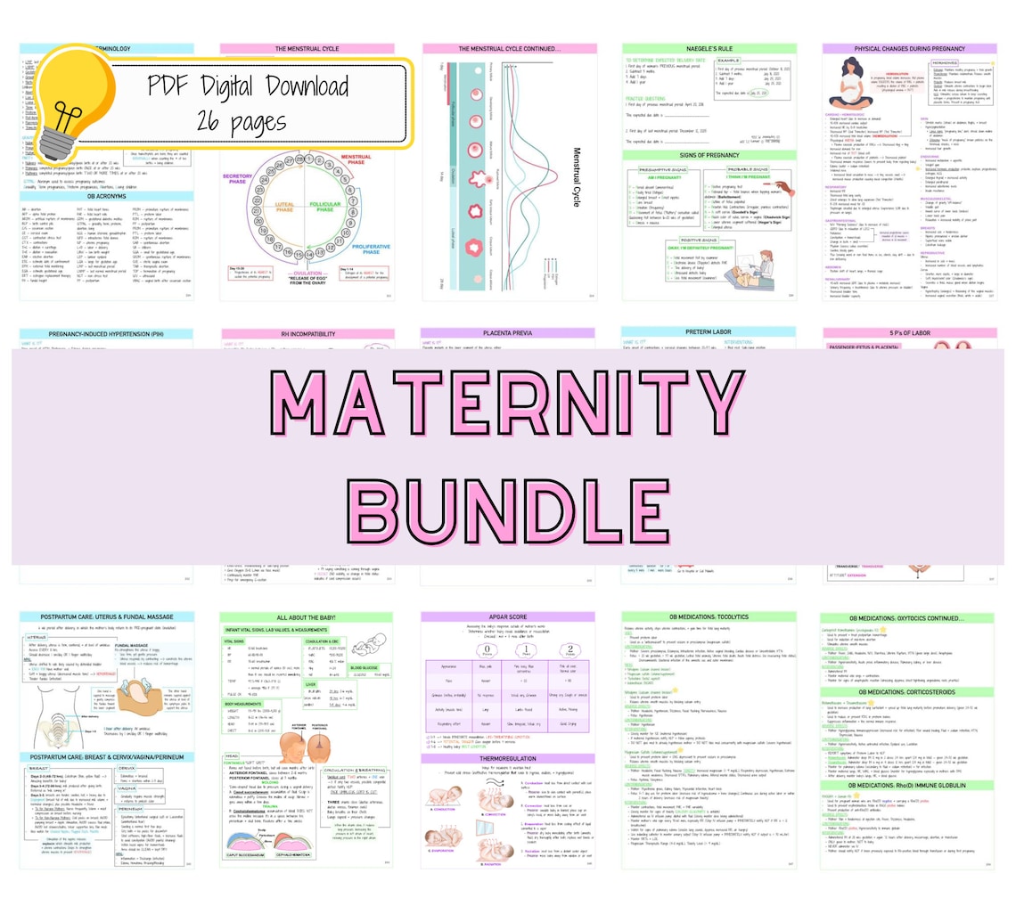 Ob/maternity Nursing Bundle Nursing Notes Digital Download - Etsy