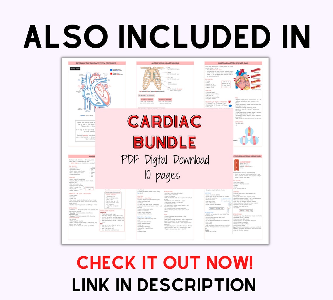 Cardiac Biomarkers, Cardiac Review Guide, Nursing Study Sheet, Nursing ...