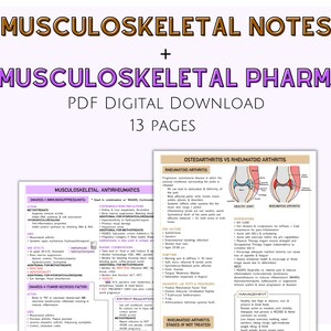 Musculoskeletal Notes, Med Surg Bundle, Pharmacology Notes, Nursing ...