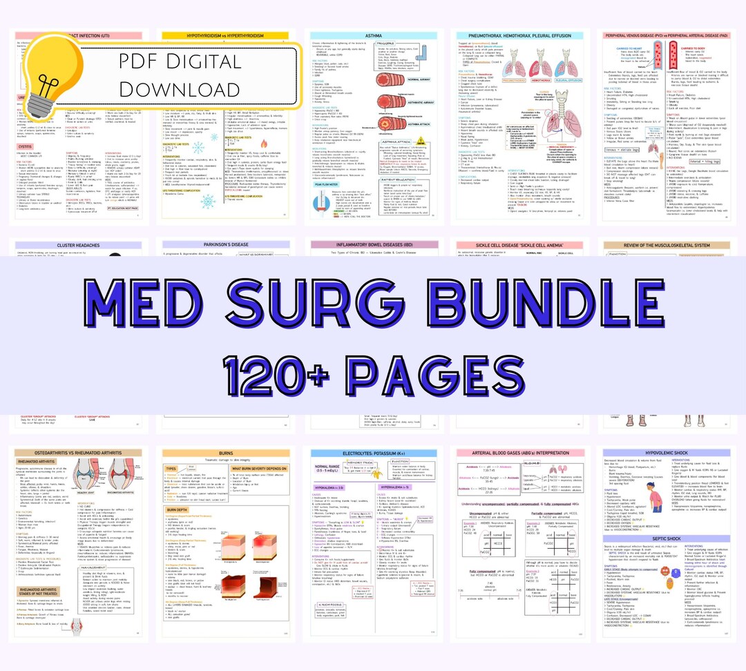 Med Surg Bundle, Med Surg Study Guide Bundle, Nursing Notes, Digital ...