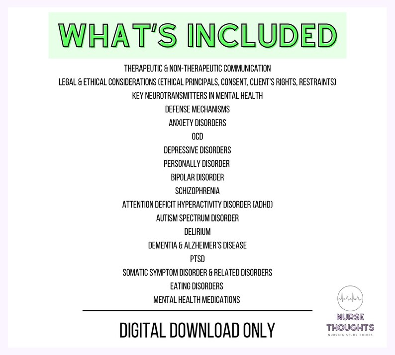 Psychiatric Mental Health Bundle Nursing Study Guides - Etsy