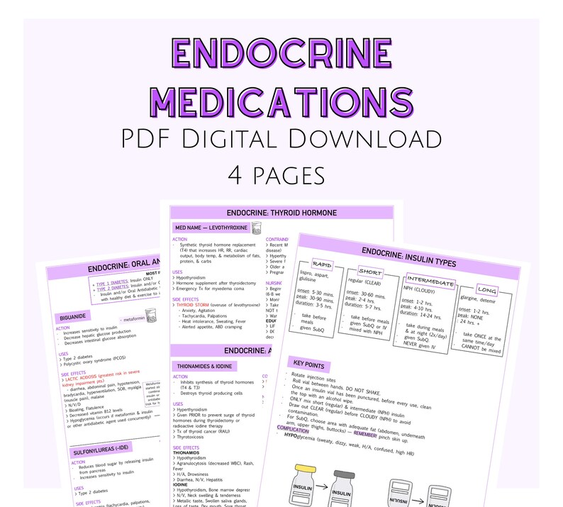 Endocrine Pharmacology Notes, Pharmacology Notes, Nursing Notes ...