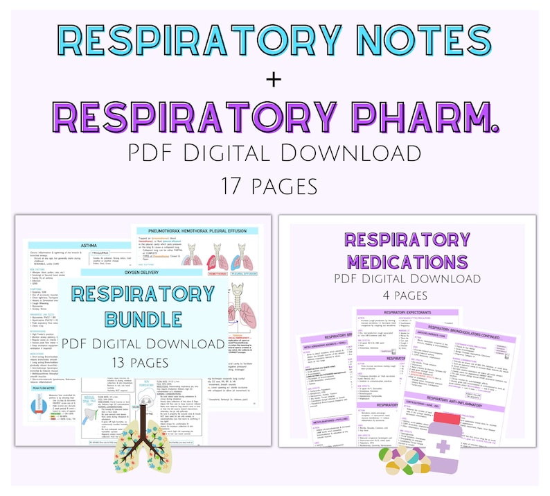 Respiratory Notes, Med Surg Bundle, Pharmacology Notes, Nursing Study ...