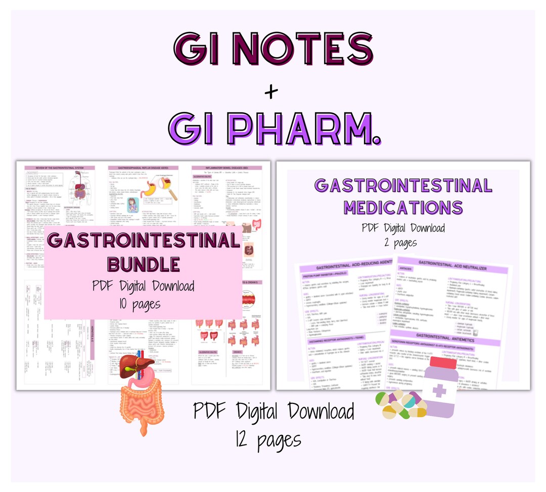 Gastrointestinal System & Diseases GI Nursing Notes - Etsy