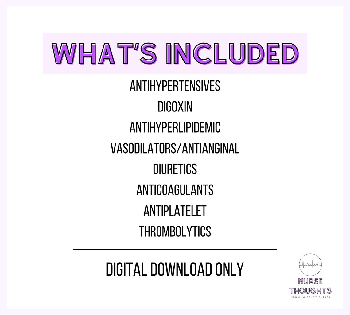 Cardiac Medications, Pharmacology Nursing Notes, Cardiac Pharmacology ...