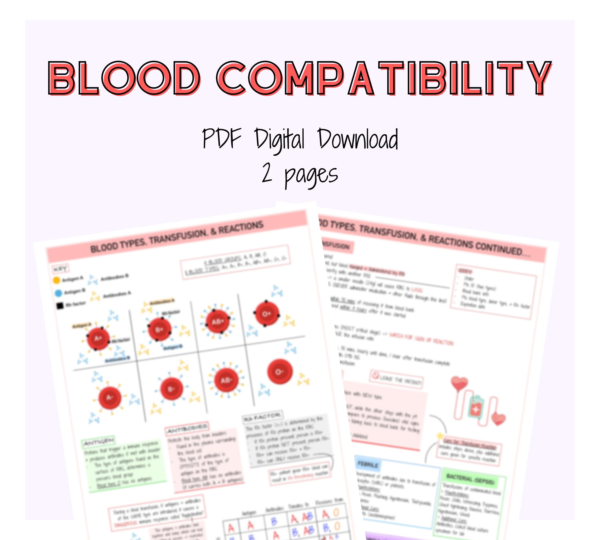 Blood Types, Blood Compatibility, Nursing Notes, Hematologic Notes ...