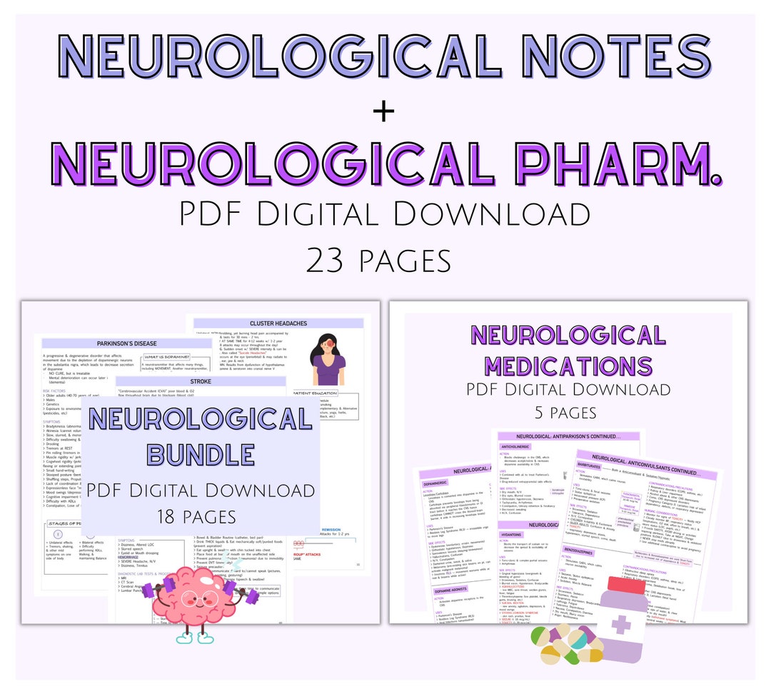 Neurological Bundle Notes, Pharmacology Bundle, Neurological ...