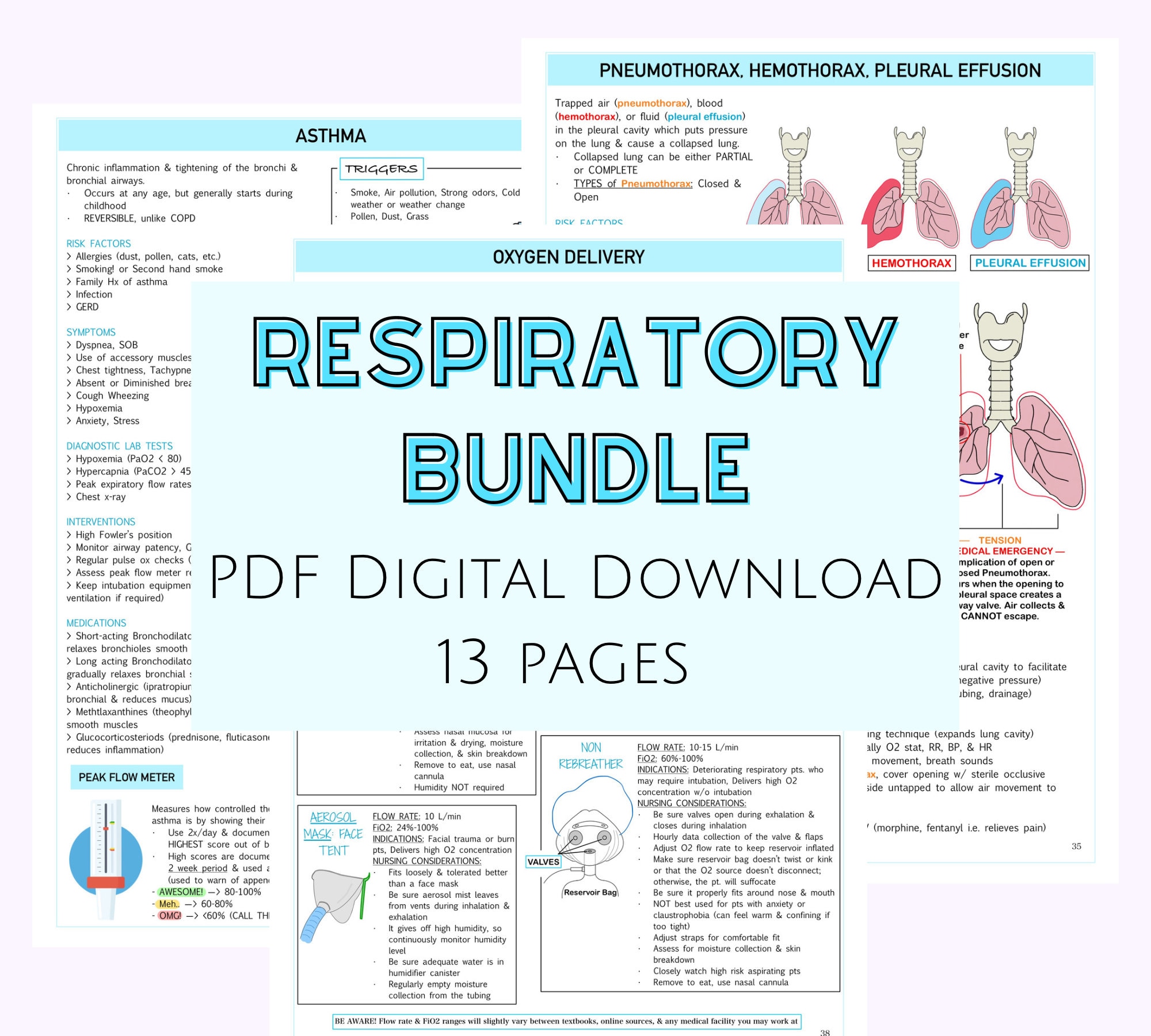 Respiratory System and Disease, Med Surg, Med Surg Nursing Study Bundle ...