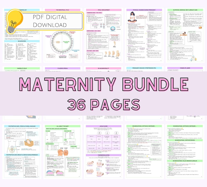 Ob/maternity Nursing Bundle, Nursing Notes, Digital Download, Nursing ...