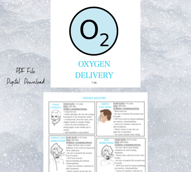 Oxygen Delivery Devices Oxygenation Respiratory Nursing | Etsy