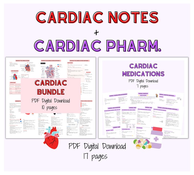 Cardiac Bundle Notes Med Surg Notes Pharmacology Notes - Etsy