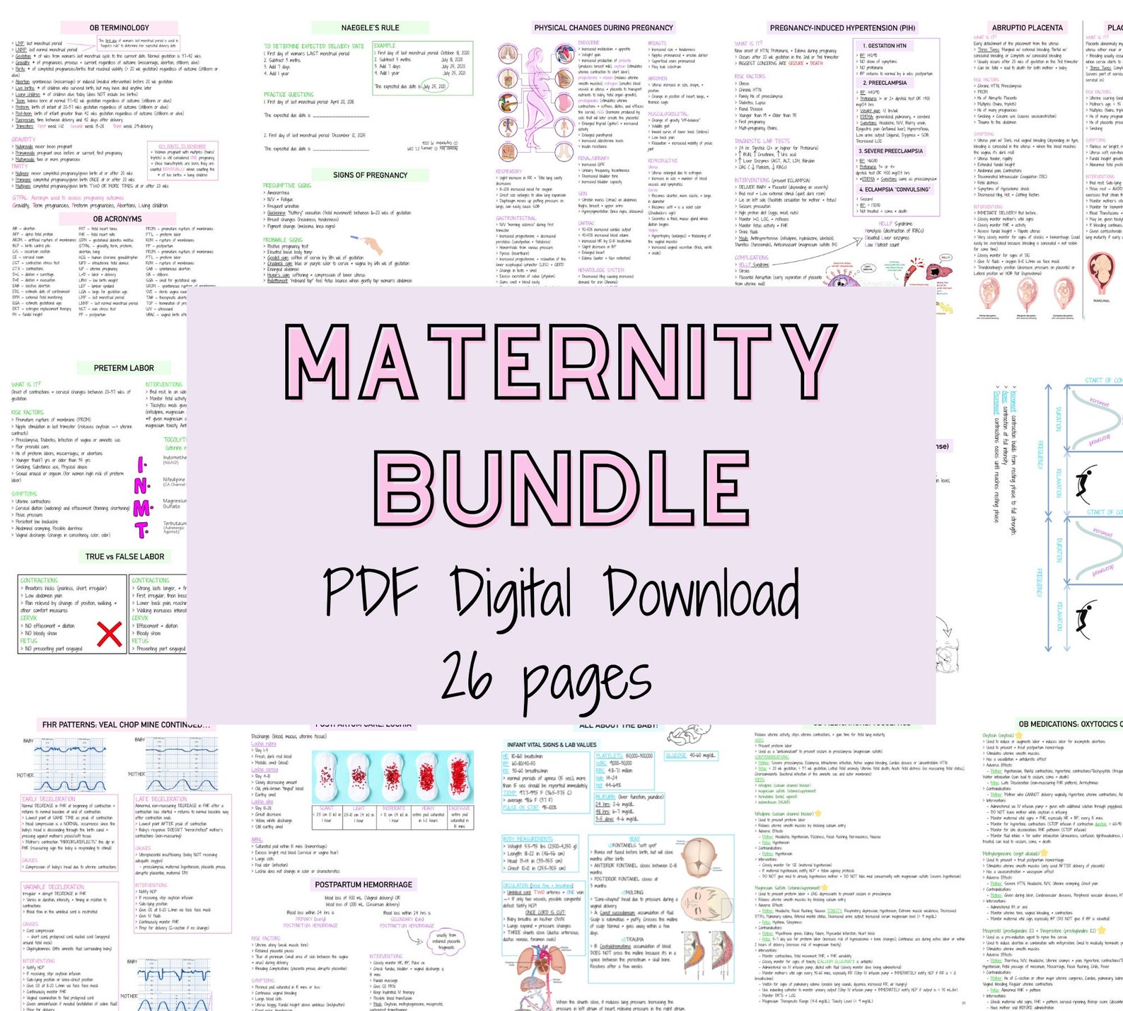 Ob/maternity Nursing Bundle Nursing Notes Digital Download - Etsy