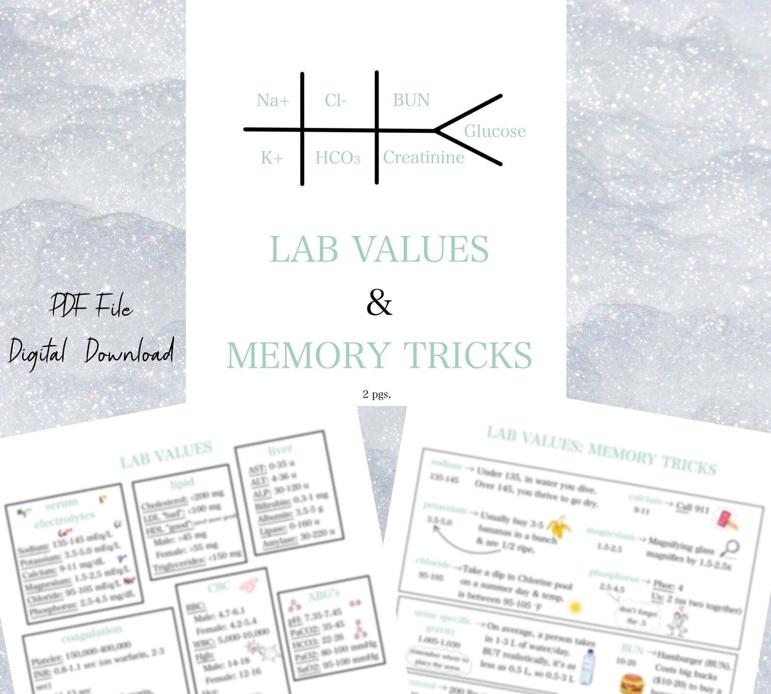 Lab Values & Memory Tricks Fundamental Nursing Notes NCLEX - Etsy