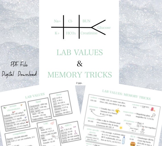 Lab Values & Memory Tricks Fundamental Nursing Notes NCLEX - Etsy