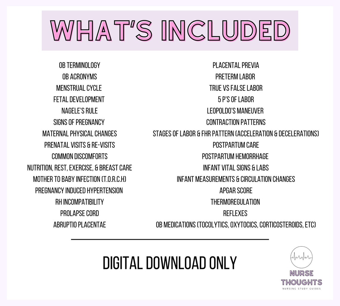 Ob/maternity Nursing Bundle Nursing Notes Digital Download - Etsy