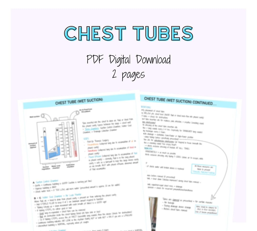 Chest Tubes, Respiratory Nursing Notes, Nursing Study Sheet ...