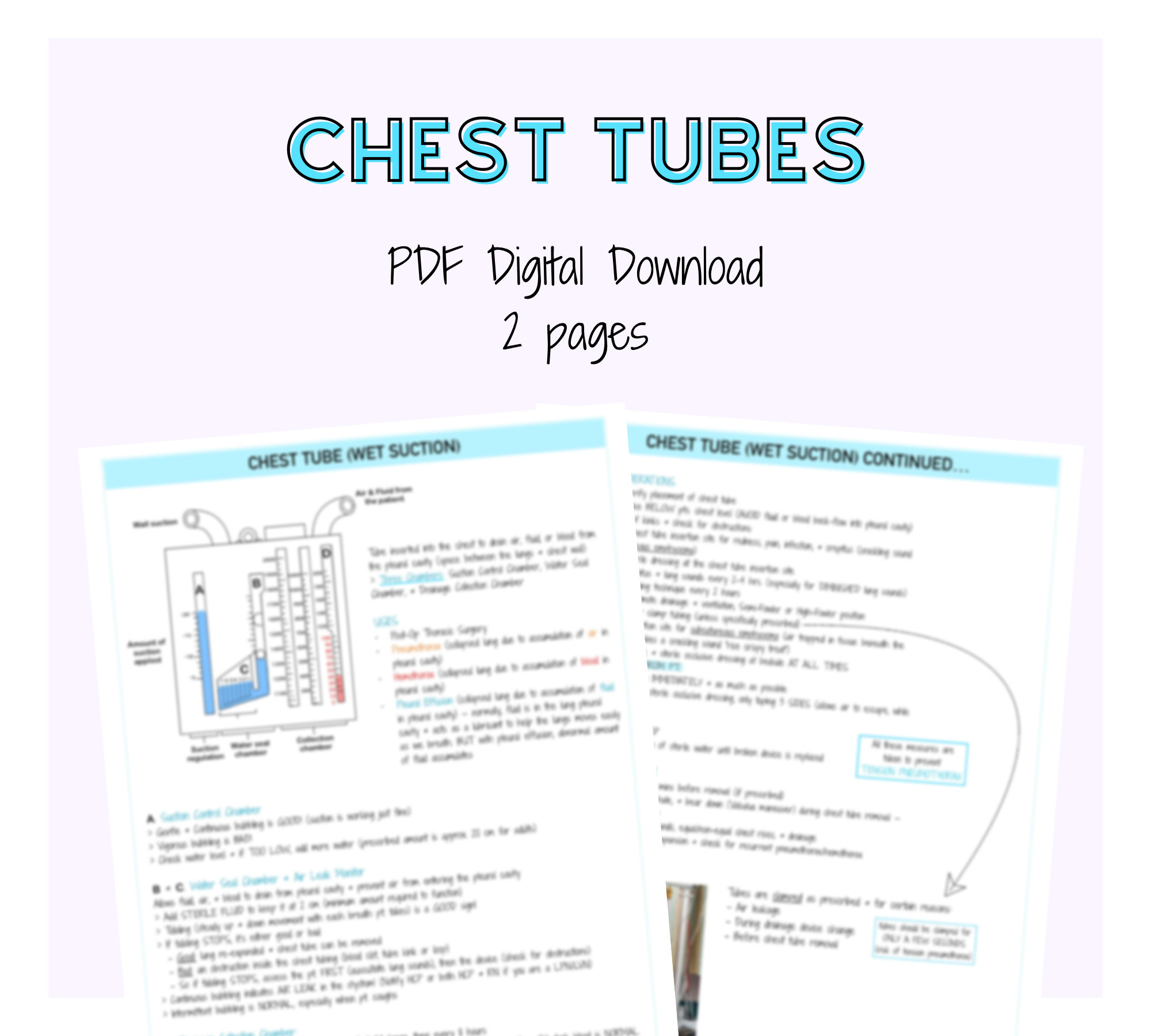 Chest Tubes, Respiratory Nursing Notes, Nursing Study Sheet ...