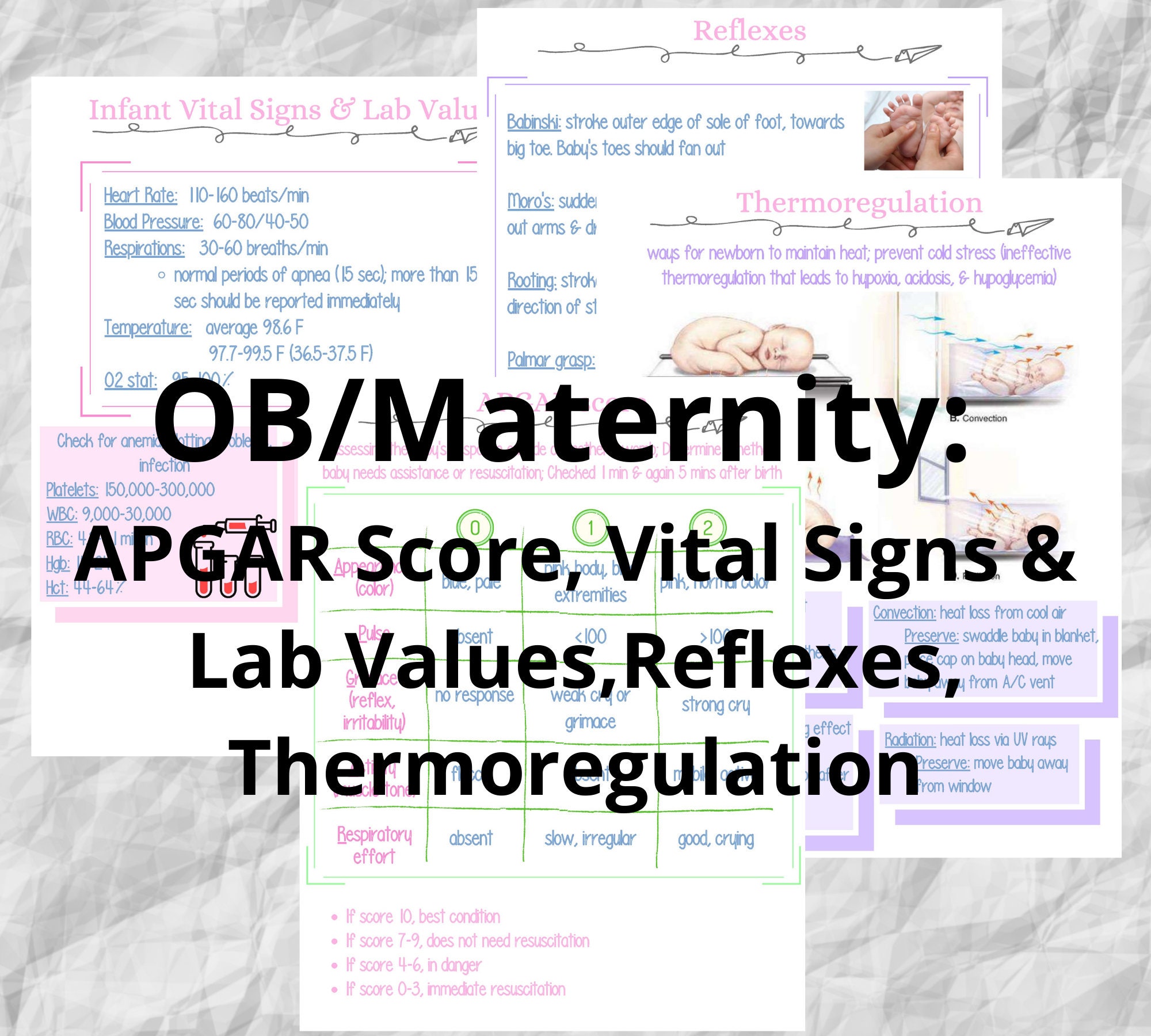 OB/Maternity Notes APGAR Score Vital Signs & Lab Values | Etsy