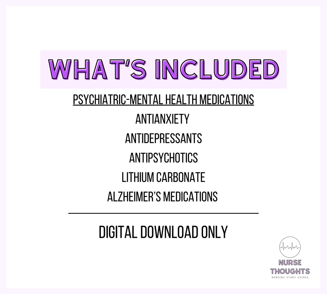 Psychiatric Mental Health Medications, Pharmacology Study Notes ...