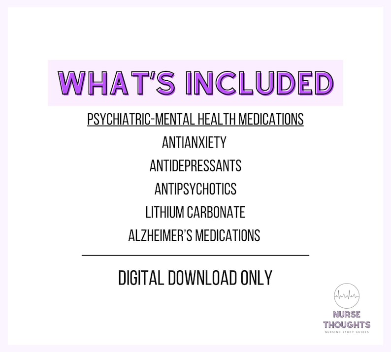 Psychiatric Mental Health Medications, Pharmacology Study Notes ...