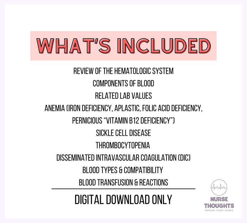 Hematologic Disorders Hematologic Bundle Nursing Notes - Etsy