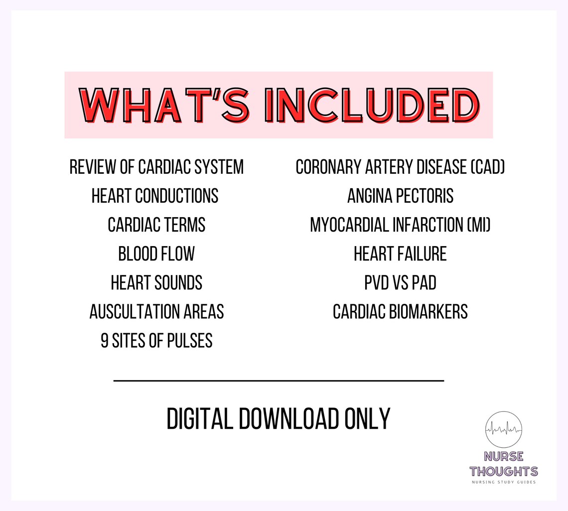 Cardiac Bundle Notes Nursing Study Guide Med Surg Notes - Etsy
