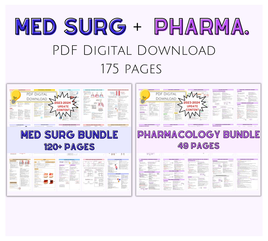 Med Surg Bundle, Pharmacology Bundle, Nursing Notes, Nursing Study ...