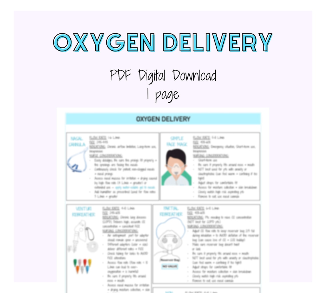Oxygen Delivery Devices, Oxygenation, Respiratory Nursing Notes ...