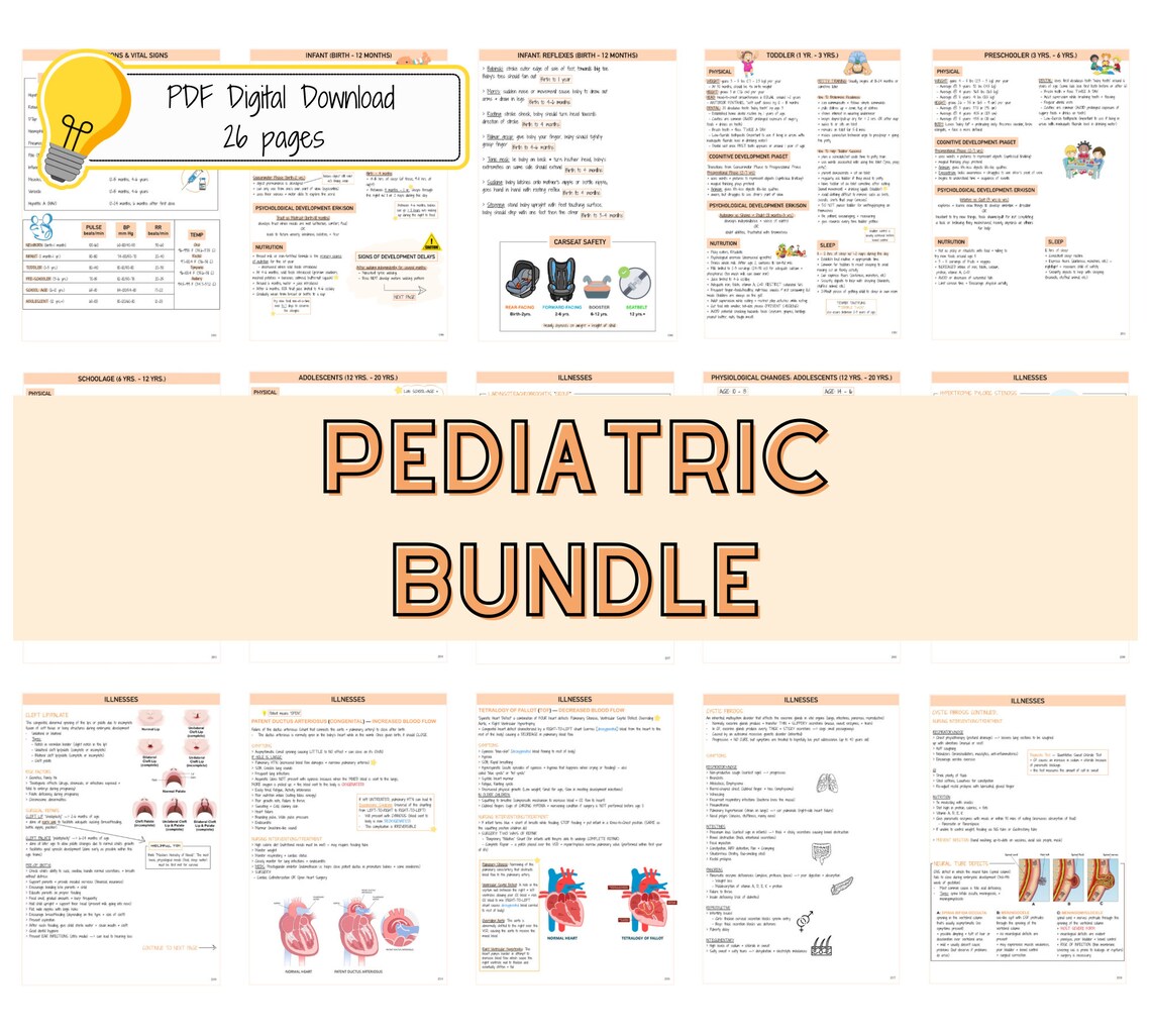 Pediatric Bundle Pediatric Basics Pediatrics Nursing Notes - Etsy