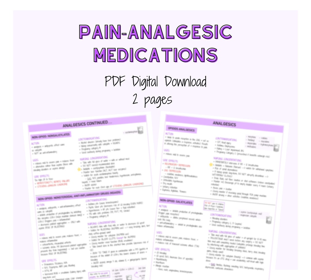 Pain Medication Nursing Notes Pharmacology Bundle - Etsy