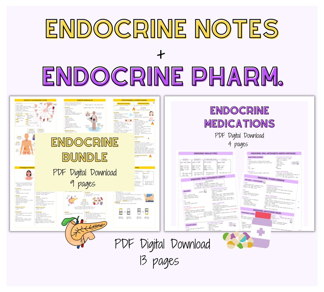Endocrine System & Diseases Endocrine Notes Pharmacology - Etsy