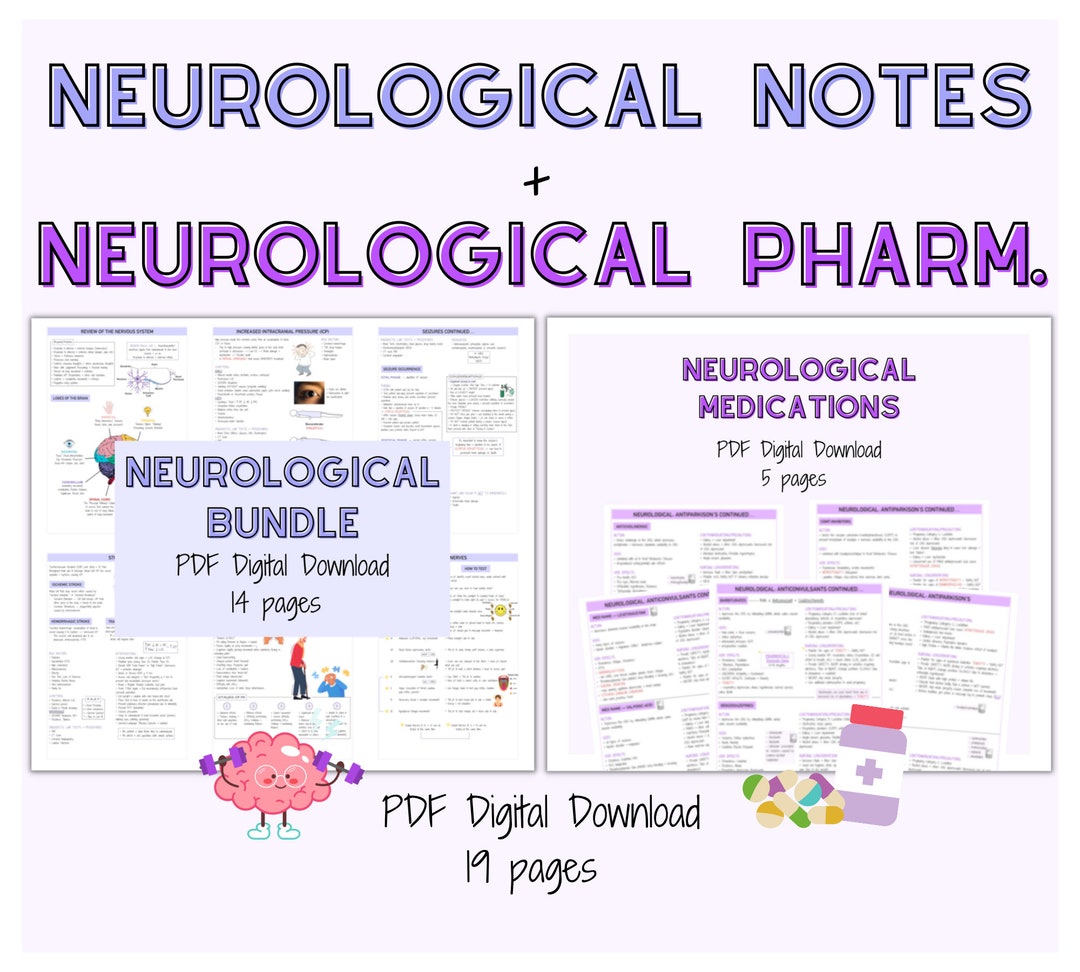 Neurological Bundle Notes Pharmacology Bundle Neurological - Etsy