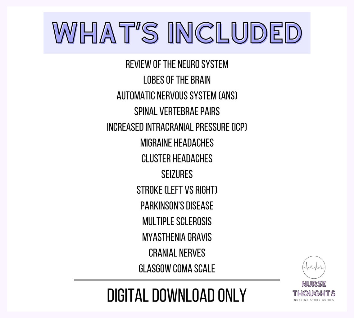 Neurological Bundle, Neuro Bundle Notes, Med Surg Notes, Medical ...