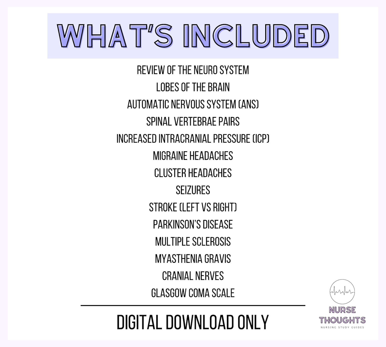 Neurological Bundle, Neuro Bundle Notes, Med Surg Notes, Medical ...
