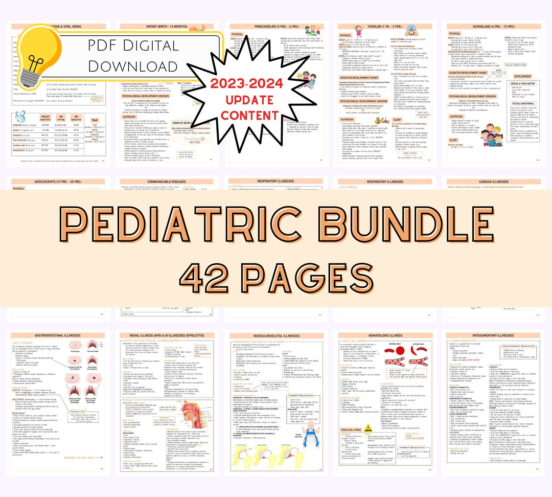 Pediatric Bundle, Pediatric Basics, Pediatrics Nursing Notes, Vital ...