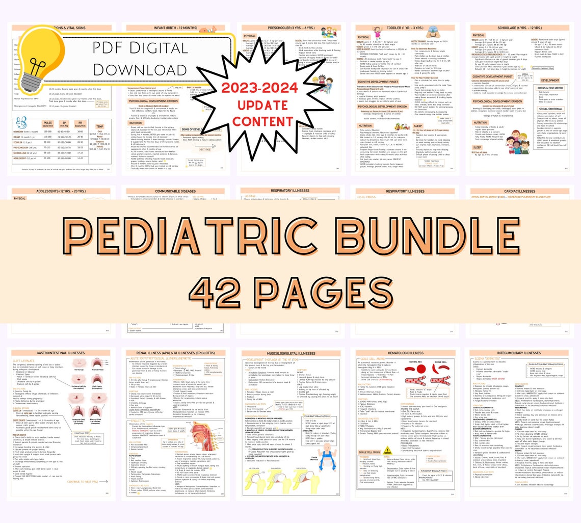 Pediatric Bundle, Pediatric Basics, Pediatrics Nursing Notes, Vital ...