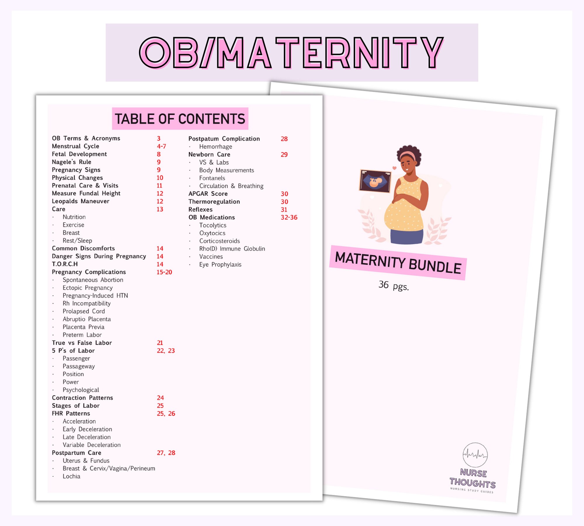 Maternity & Pediatric Bundle Notes, Ob/maternity Notes, Pediatric Notes ...