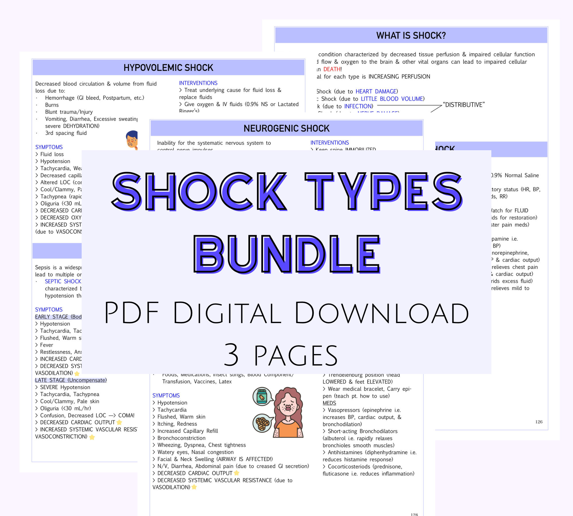 Types of Shock, Shock Nursing School Notes, Med Surg Bundle, Nursing ...