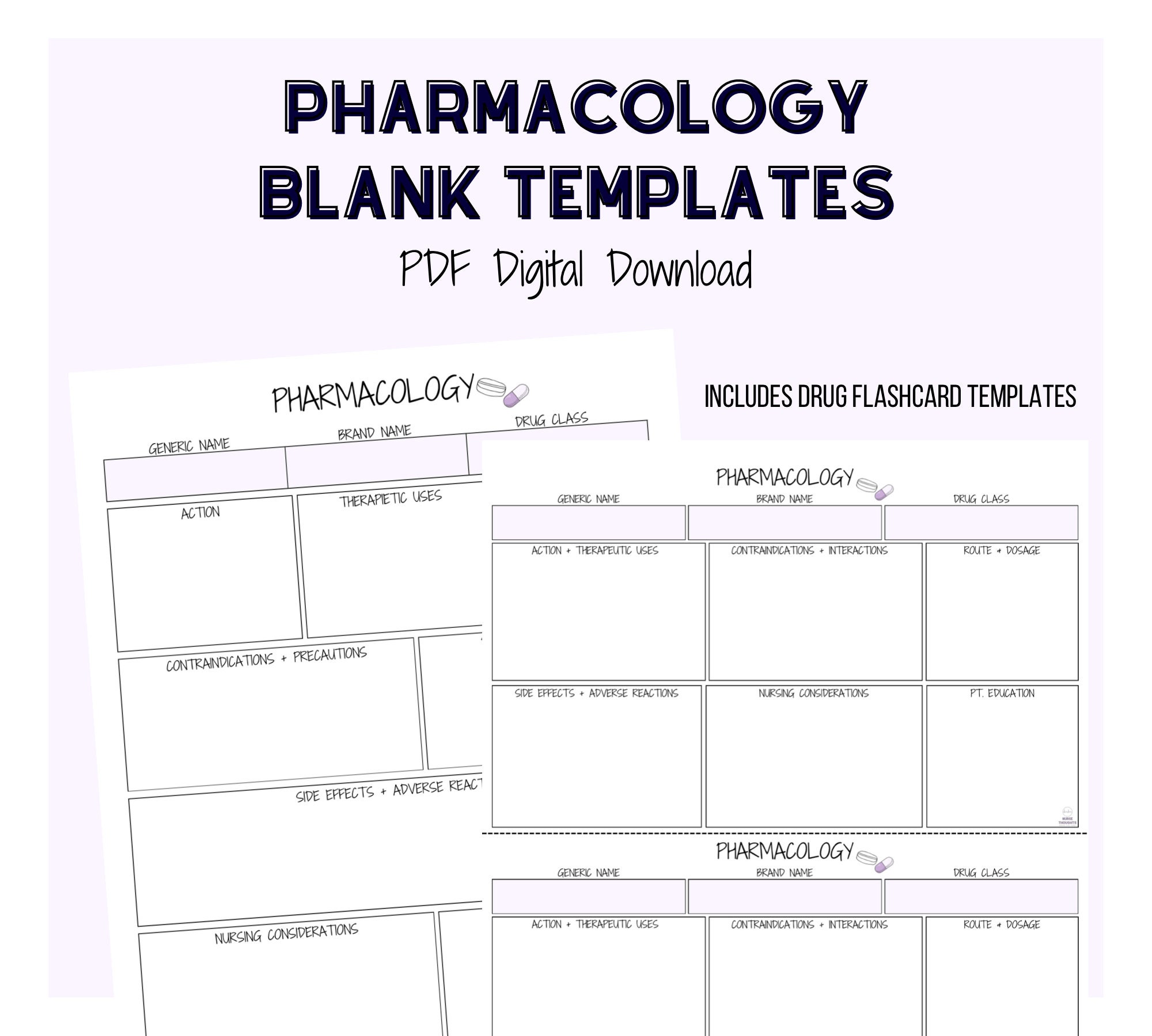 Med Surg Blank Study Templates, Pharmacology Blank Study Templates ...