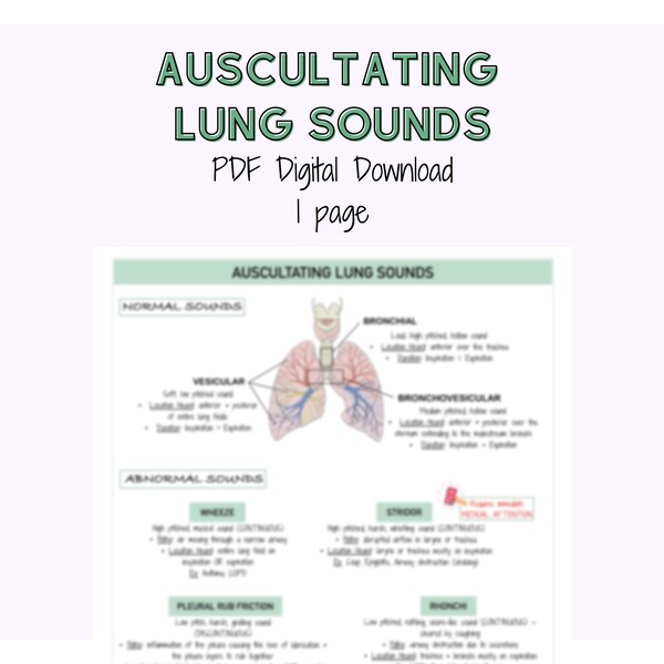 Lung Sounds Cheat Sheet - Etsy Canada Lung Sounds Cheat Sheet - Etsy Canada