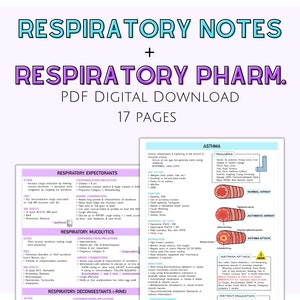 Respiratory Notes, Med Surg Bundle, Pharmacology Notes, Nursing Study ...