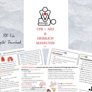 CPR and AED Heimlich Maneuver First-aid Nursing Notes - Etsy